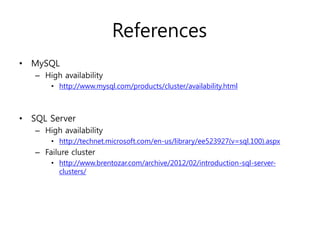 Db spof(mssql, my sql) | PPT