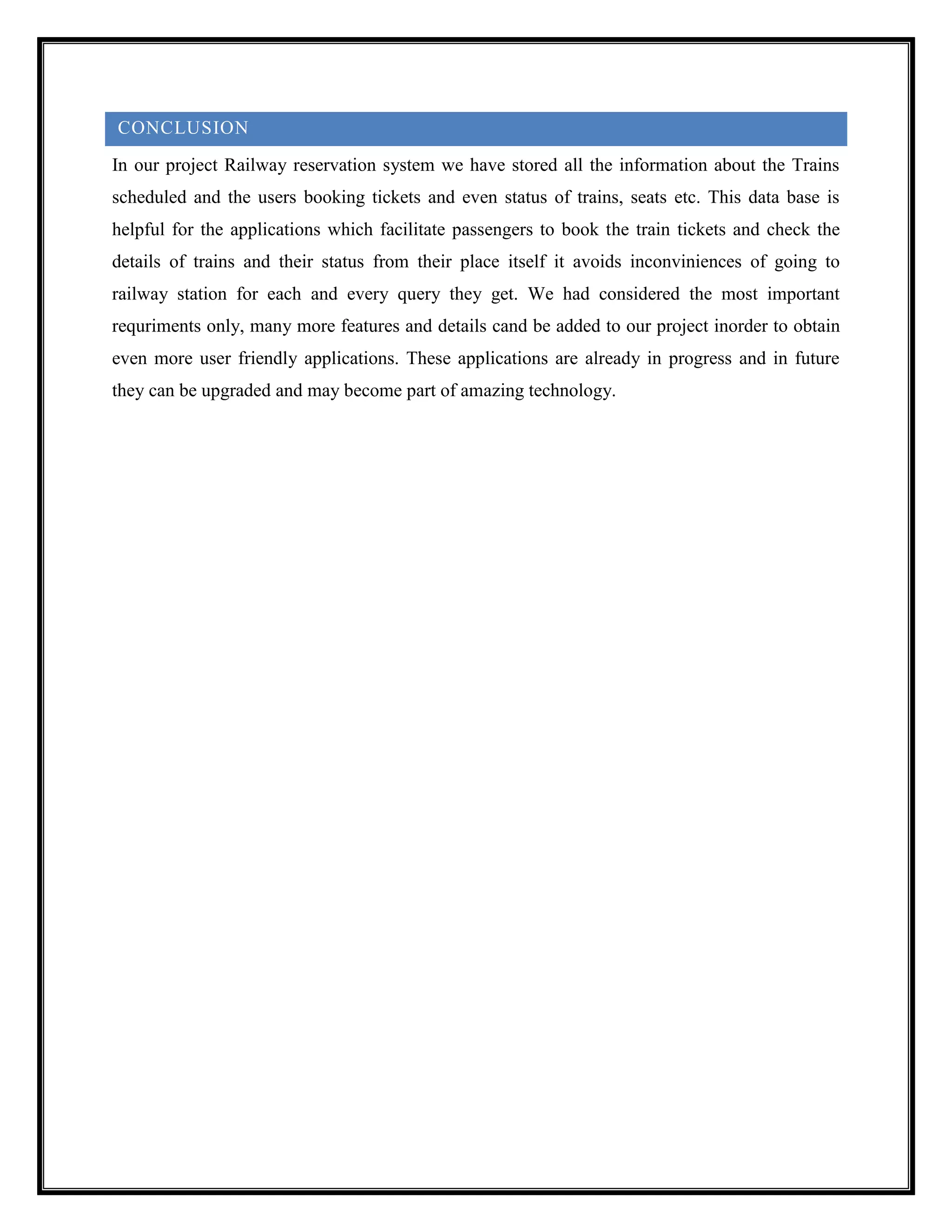 Railway management system, database mini project | PDF