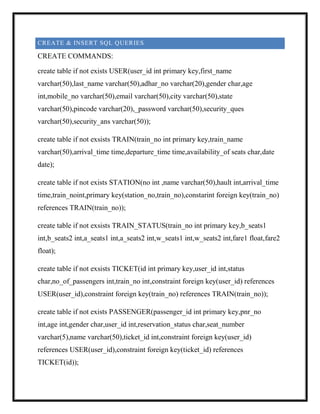 Railway management system, database mini project | PDF