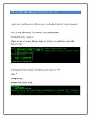Railway management system, database mini project | PDF