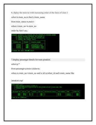 Railway management system, database mini project | PDF