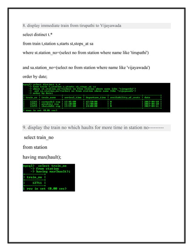 Railway management system, database mini project | PDF