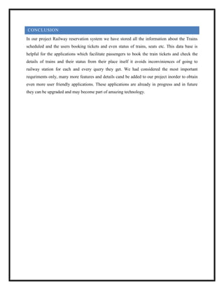 Railway management system, database mini project | PDF