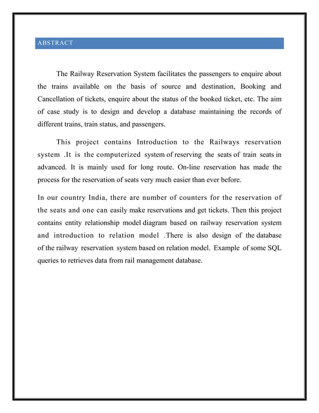 Railway management system, database mini project | PDF
