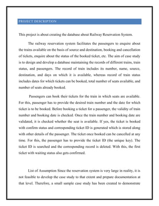 Railway management system, database mini project | PDF