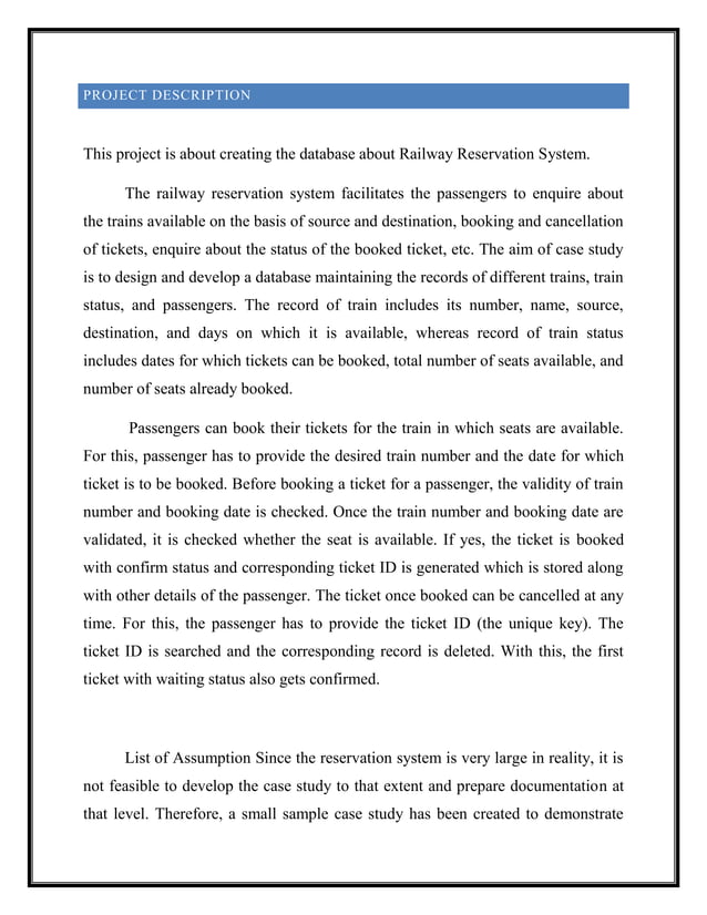 Railway management system, database mini project | PDF