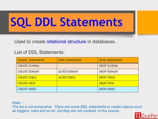 Database Systems - SQL - DDL Statements (Chapter 3/2) | PPT