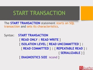 Database Systems - SQL - DCL Statements (Chapter 3/4) | PPT