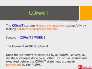Database Systems - SQL - DCL Statements (Chapter 3/4) | PPT