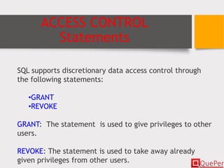 Database Systems - SQL - DCL Statements (Chapter 3/4) | PPTX | Databases | Computer Software and ...