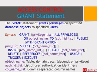 Database Systems - SQL - DCL Statements (Chapter 3/4) | PPTX | Databases | Computer Software and ...