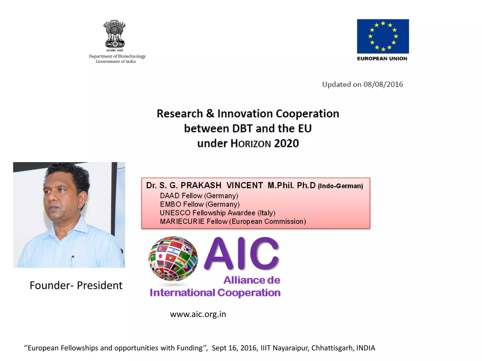 DBT-DST- Cofunding with HORIZON2020 | PPT