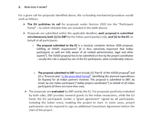 DBT-DST- Cofunding with HORIZON2020 | PPT
