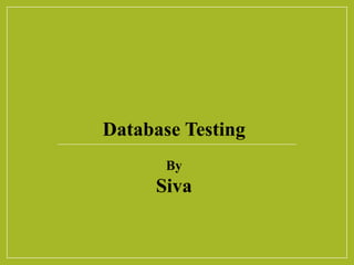 Database Testing | PPT