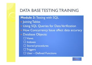 Data Base Testing Course Content | PPT