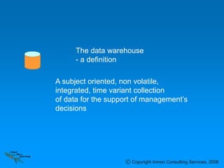 [db tech showcase Tokyo 2015] DATA WAREHOUSE BASICS by Wiliiam Inmon | PDF