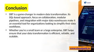 DBT Training in Hyderabad | Data Build Tool Training Online Course | PPTX