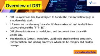 DBT Training in Hyderabad | Data Build Tool Training Online Course | PPTX