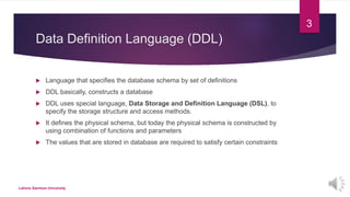 DATABASE LANGUAGES; DDL, DML, TCL, ETC.. | PPT