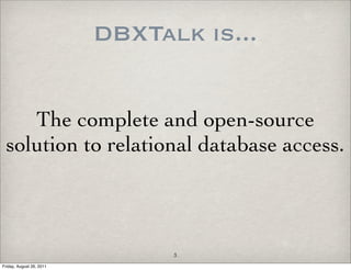 DBXTalk: Smalltalk Relational Database Suite | PPT