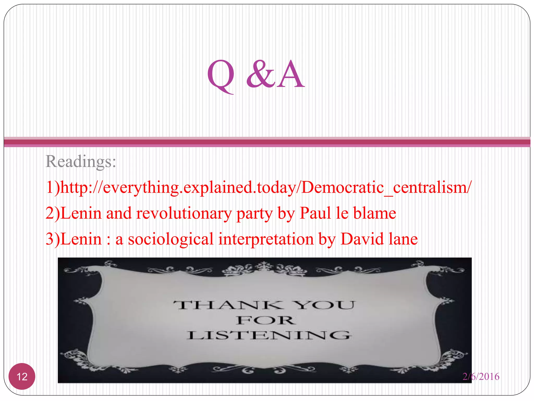 democratic centralism | PPTX