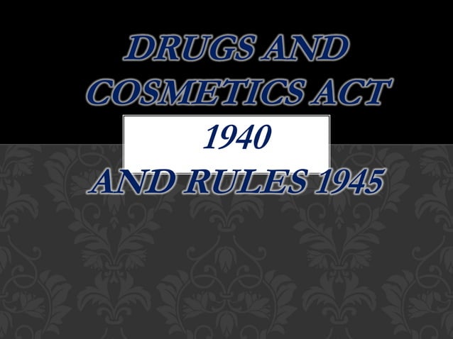D & C ACT 1940 AND RULES 1945 | PDF | Substance Abuse | Diseases and ...