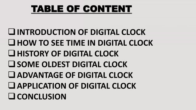Presentation on Digital Clock | PPTX