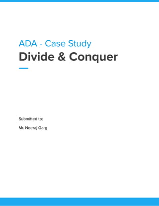 Divide and Conquer Case Study | PDF