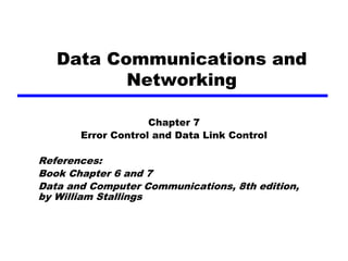Dc ch07 : error control and data link control | PDF