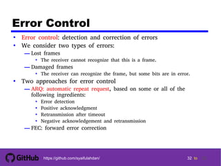 Dc ch07 : error control and data link control | PDF | Computer Networking | Computing