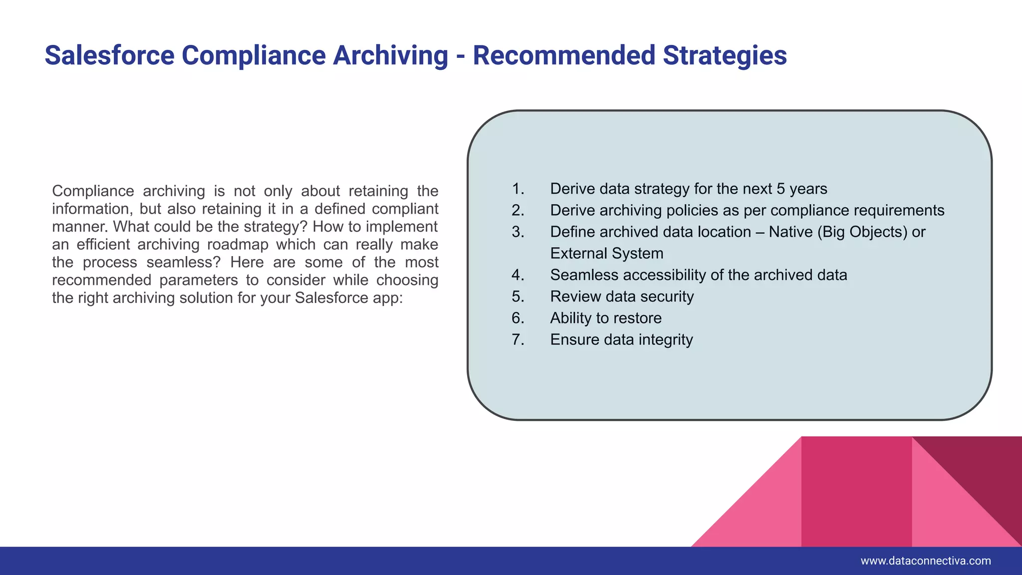 Salesforce Compliance Archiving with DataConnectiva | PPT