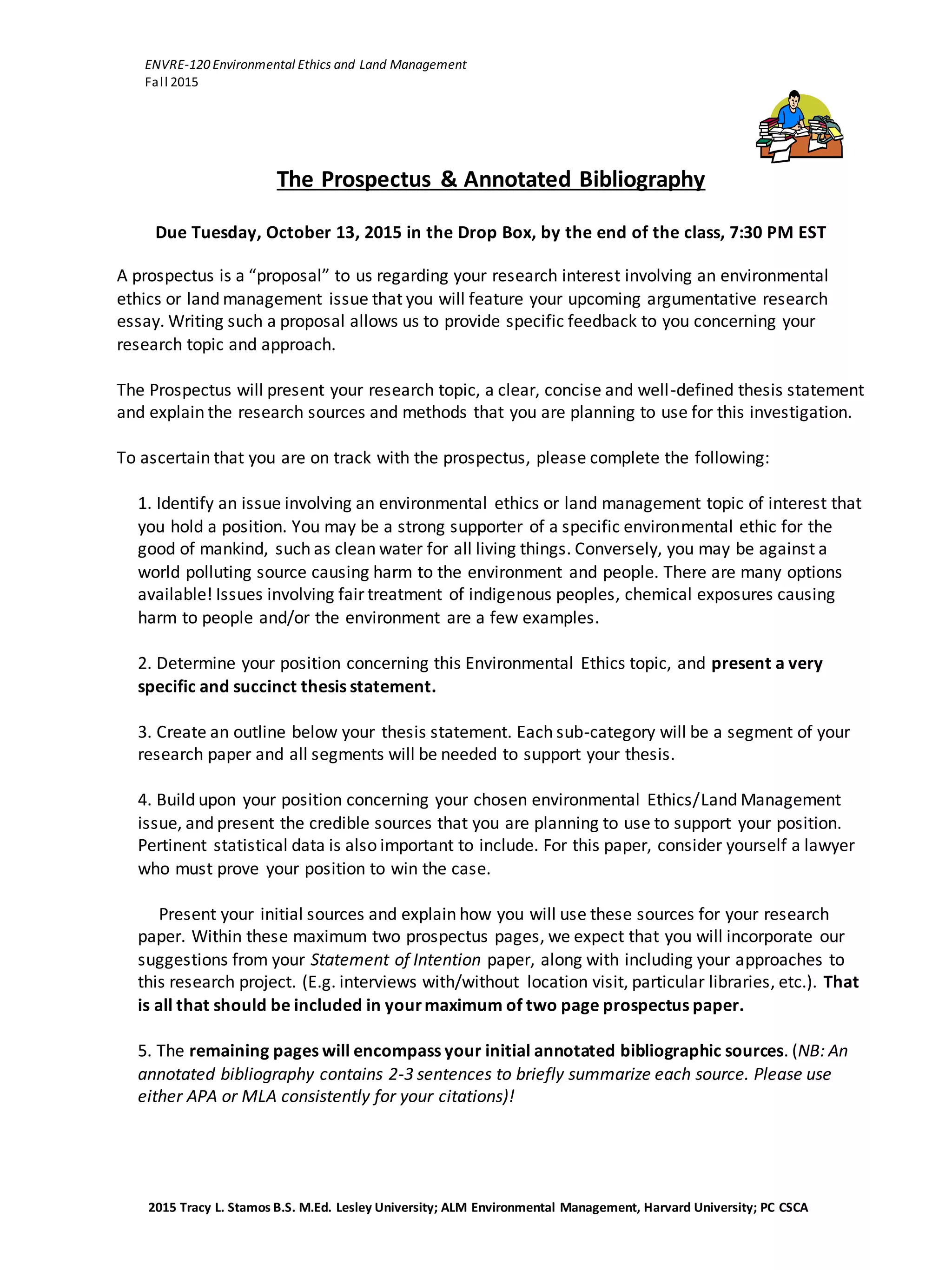 2015 The Prospectus & Annotated Bibliography | DOCX