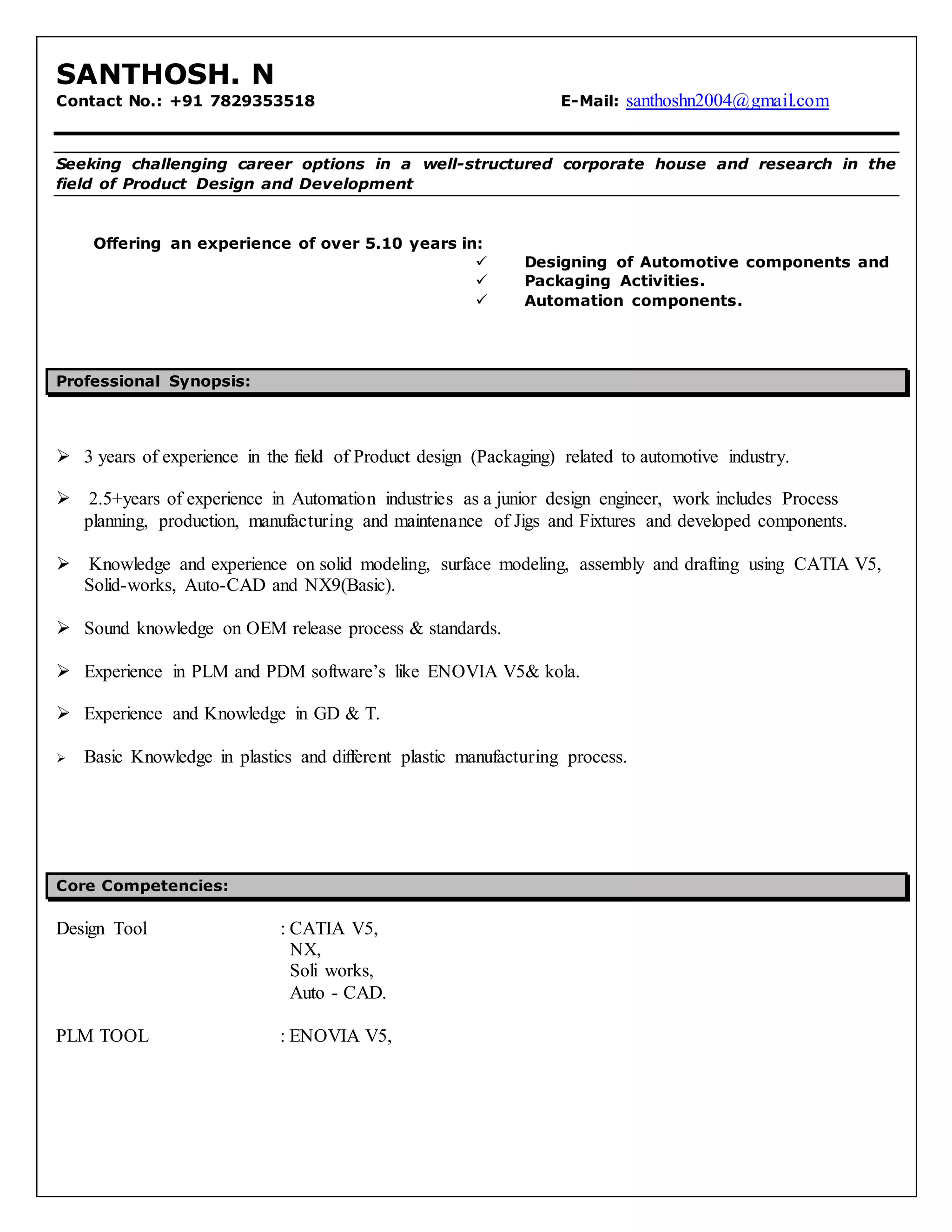 Santhosh resume | DOCX