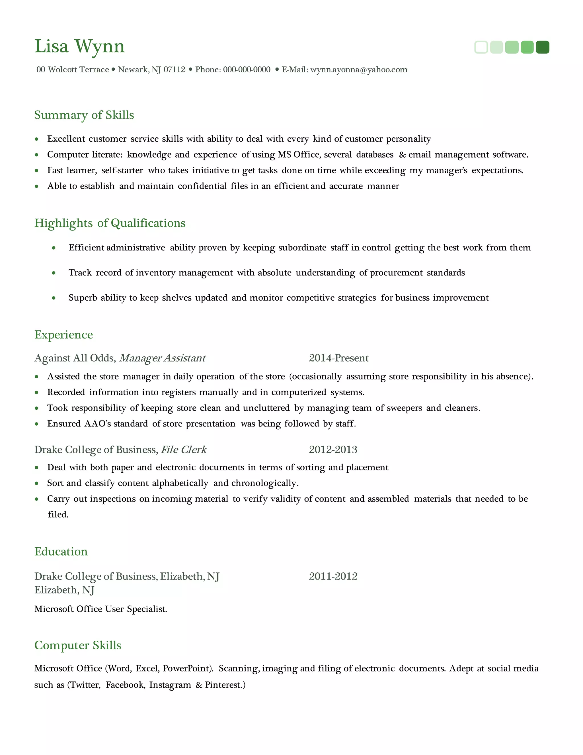 Resume sample 2 | DOCX