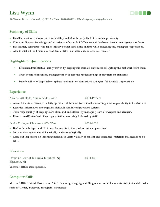 Resume sample 2 | PDF