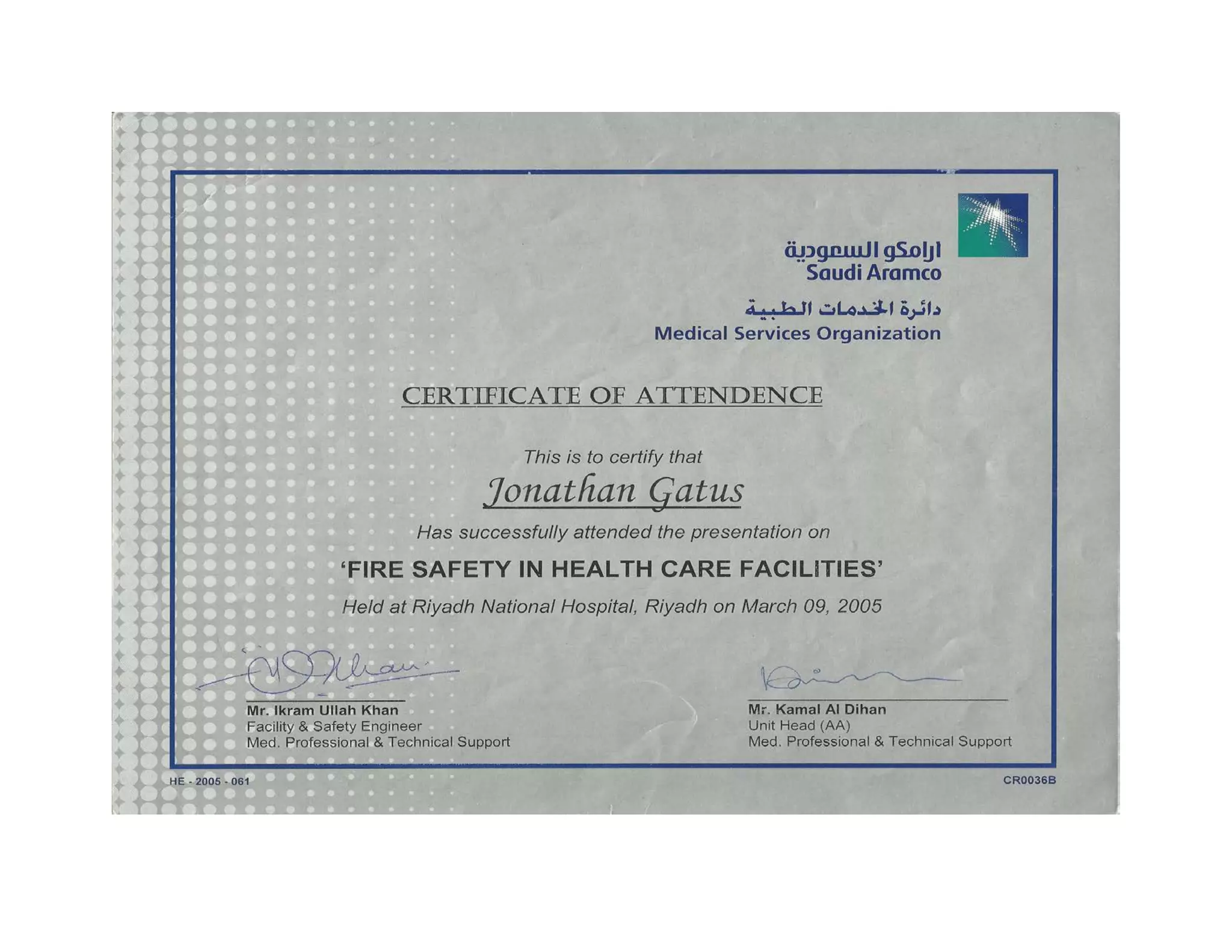 Saudi Aramco-Fire Safety in Health Care Facilities | PPT