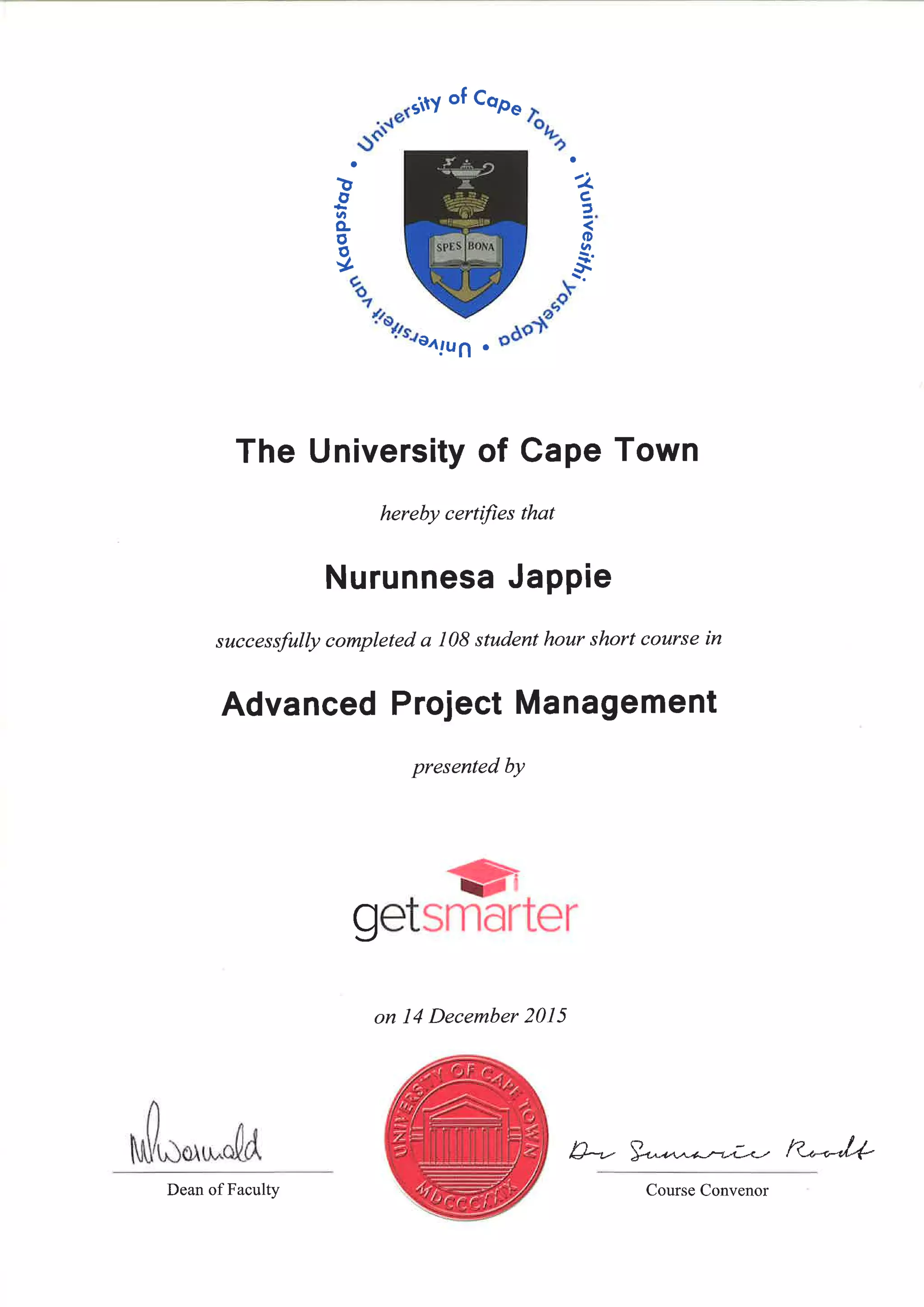 UCT Advanced Project Management | PDF