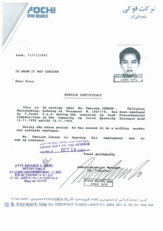 RTC Certified True Copy re Certificate of Employment Training Seminars | PDF