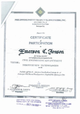 RTC Certified True Copy re Certificate of Employment Training Seminars ...