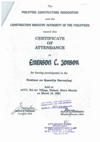 RTC Certified True Copy re Certificate of Employment Training Seminars | PDF