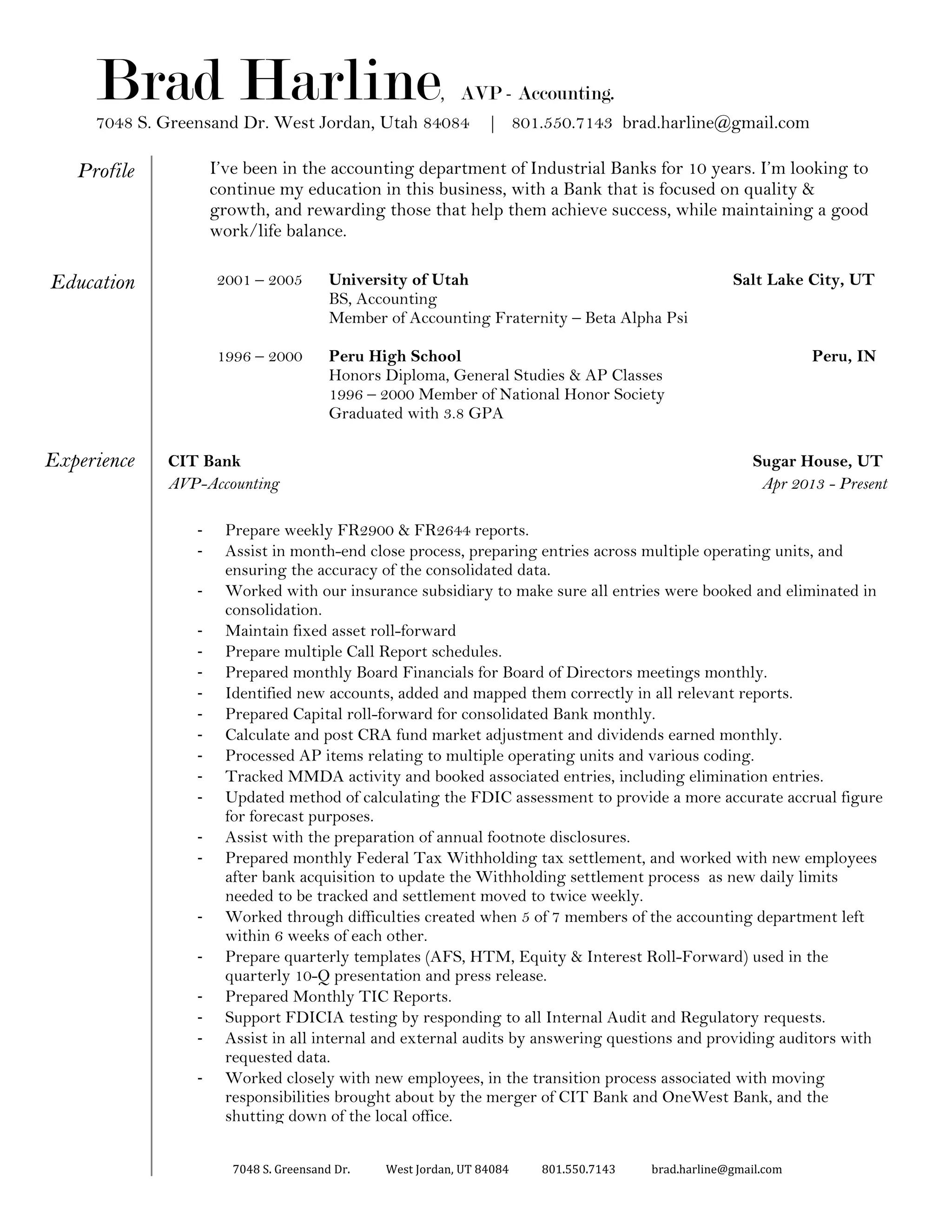 Brad Harline Resume Feb'16 | PDF