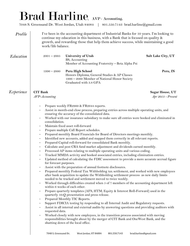 Brad Harline Resume Feb'16 | PDF