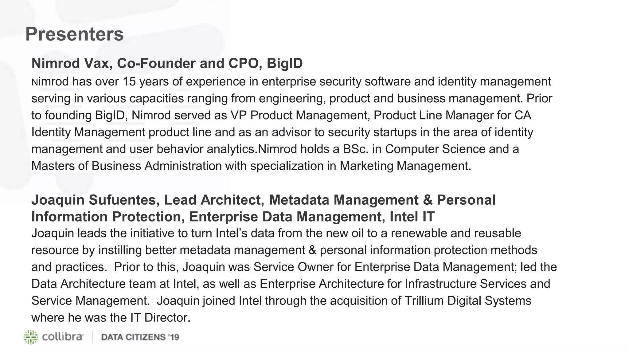 Collibra Data Citizen '19 - Bridging Data Privacy with Data Governance ...