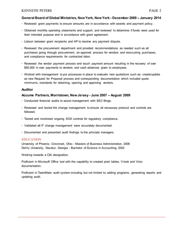 Ken Peters Resume - 1 | DOCX | Business | Business and Finance