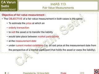 CA Varun Sethi - IndAS 113 - Fair Value Measurements | PDF