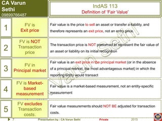CA Varun Sethi - IndAS 113 - Fair Value Measurements | PDF