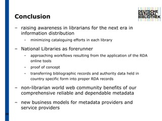 RDA and the Semantic Web | PPT | Databases | Computer Software and Applications