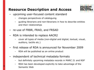 RDA and the Semantic Web | PPT | Databases | Computer Software and Applications