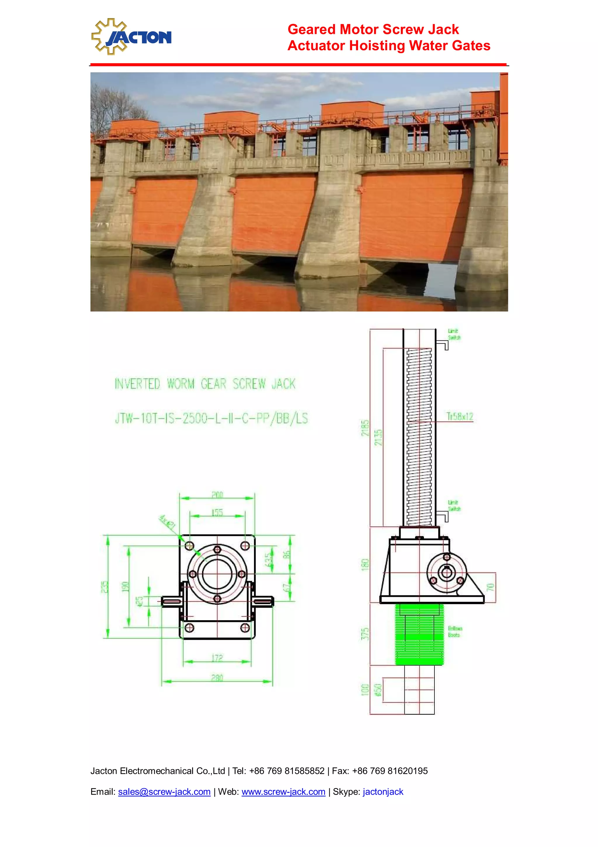 Dc 24 v geared motor screw jack actuator hoisting water gates in ...