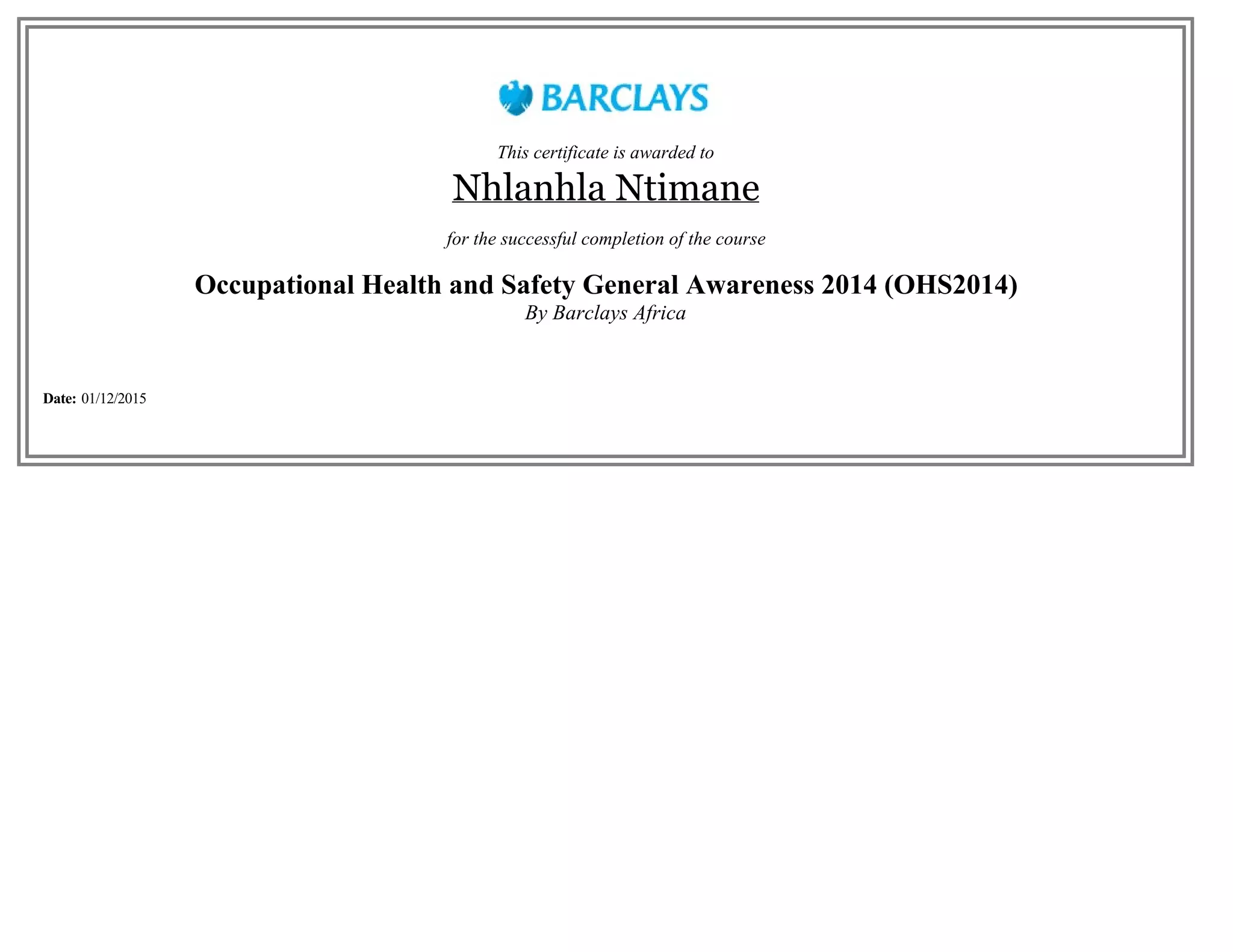 Occupational Health and Safety General Awareness 2014 (OHS2014) | PPT ...